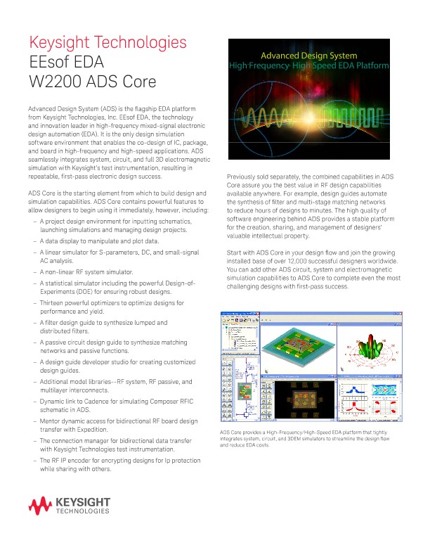 EEsof EDA W2200 ADS Core PDF Asset Page | Keysight